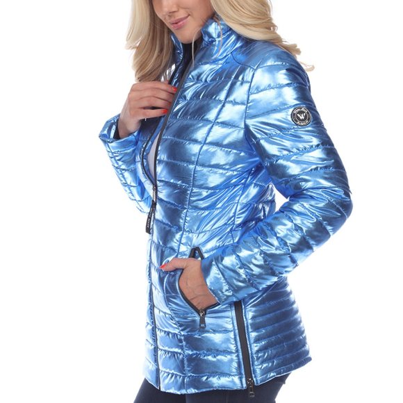 White Mark | Jackets & Coats | Blue Metallic Puffer Coat | Poshmark
